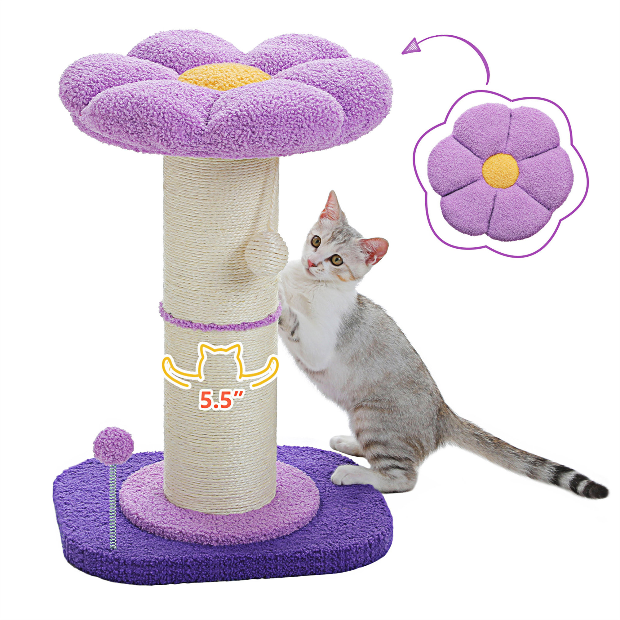 Tucker Murphy Pet™ PEQULTI Flower Cat Scratching Post, Small Cat Tree ...